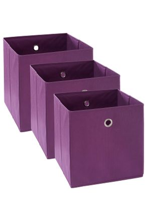 CARRYHOME Faltbox, Lila, Silber, Metall, Textil, Karton, 32x32x32 cm, faltbar, Ordnen & Aufbewahren, Aufbewahrungsboxen, Faltboxen