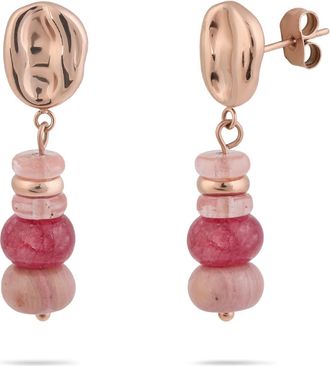 Tamaris Ohrring - Ohrringe aus Edelstahl mit bunten Natursteinen - IP Ros&eacute;gold - 3,1 cm - wasserfest & hautfreundlich