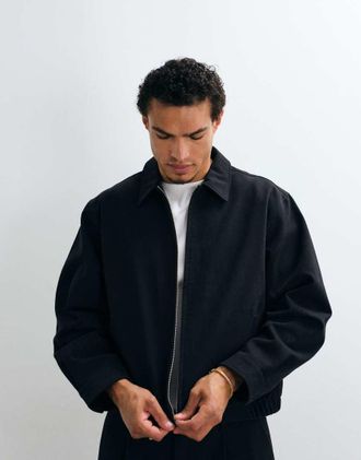Asos veste de co-ord habill&eacute;e zipp&eacute;e effet denim noire
