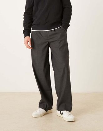 Abercrombie & Fitch Elegante weite Hose aus Wollmix in Grau mit Zierfalten