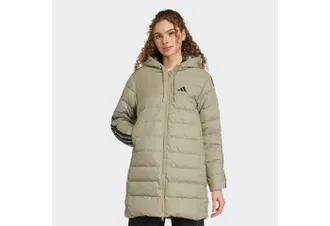 adidas Daunenjacke ESSENTIALS CLIMAWARM 3-STREIFEN LIGHT DAUNENPARKA MIT KAPUZE Winterjacke Damen