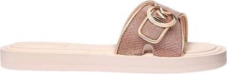 Michael Kors Femme, Chaussures, Rose, Taille: 38 1/2 EU Glitter Chain Mesh Logo Slide Sandal