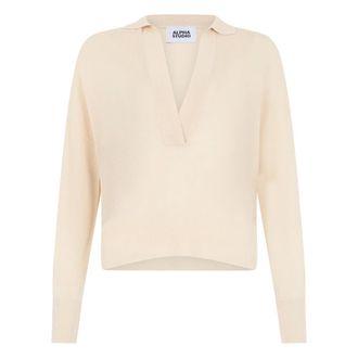 Alpha Studio Femme, Pulls, Beige, Taille: 40 FR Pull avec col en V