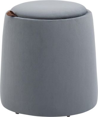 HOMCOM Sitzhocker mit Stauraum 2-in-1 Hocker mit Deckel, Runder Fußhocker Ottomane Polsterhocker mit Samtoptik Beistelltisch für Wohnzimmer Schlafzimmer Ø44 