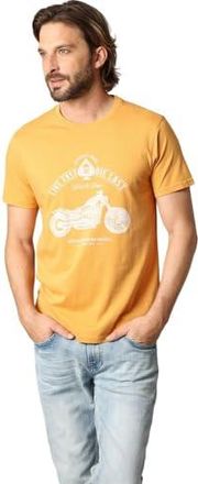 Deeluxe T-shirt Classique PARK REGULAR pour Homme - 100% Coton, Jersey, Manches Courtes, Col Rond, Print Moto Vintage, Délavage Garment Wash, Taille M, Couleu