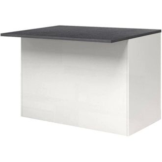 Dmora K&uuml;cheninsel Emmanuel, 2-t&uuml;riger K&uuml;chenschrank, zus&auml;tzlicher Ablagetisch, 100 % Made in Italy, 125 x 90 x 90 cm, gl&auml;nzendes Wei&szlig; und Schiefer - Dmora