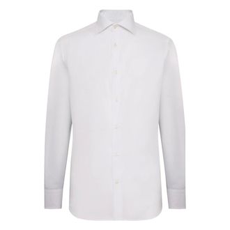 Boggi Milano Homme, Chemises, Blanc, Taille: XS Chemise Dobby en Coton Coupe Classique Infroissable Ultime