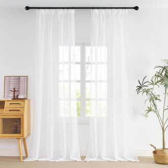 Nicetown &Uuml;bergardinen mit Kr&auml;uselband 260 cm Hoch Transparente Gardinen Wohnzimmer Wei&szlig;e Vorh&auml;nge 2er Set f&uuml;r Schienensystem Stores Gardine Durchsichtig, H 260