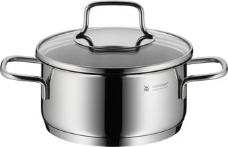 WMF Astoria Kochtopf klein 16cm, Glasdeckel, Bratentopf Induktion 1,4l, Cromargan Edelstahl poliert, unbeschichtet