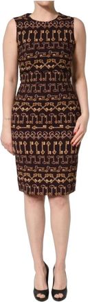 Dolce & Gabbana Femme, Robes, Brun, Taille: 40 FR Robe Fourreau Sans Manches Imprim&eacute; Cl&eacute;s
