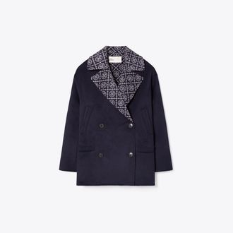 Tory Burch Caban aus Wolle mit T-Monogramm
