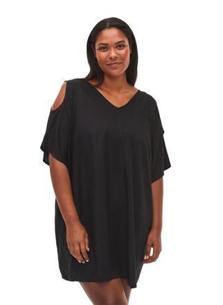 Zizzi Swim by Damen Gro&szlig;e Gr&ouml;&szlig;en Strandkleid Gr 46-48 Black