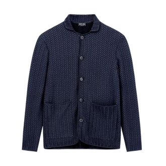 Giorgio Armani Chevron Strickjacke - - Knitwear - Herren - Blau - L
