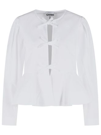 Ganni Chemisier en coton blanc Ganni