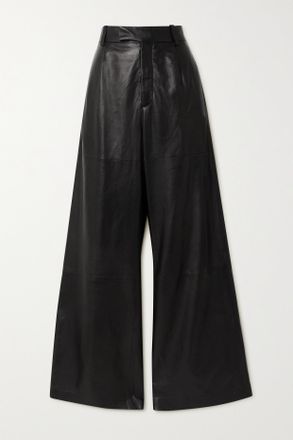 Amiri Pantalon Large En Cuir &Agrave; Plis - Noir