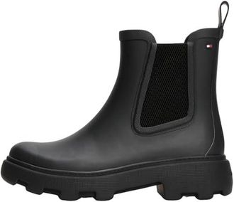 Tommy Hilfiger Bottines de Pluie Femme Rubber Rainboot à Talon Carré, Noir (Black), 41