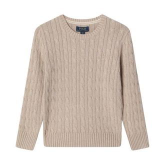 Polo Ralph Lauren Pull col rond en coton logo - Homme - Pulls - Beige - Taille: M