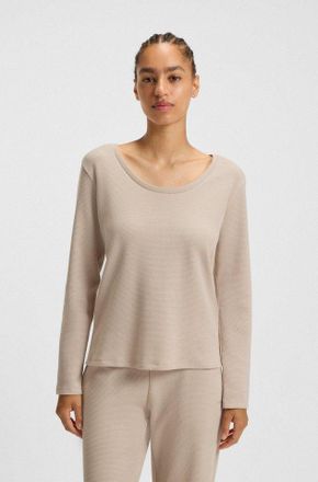 BOSS Langarmshirt Waffle Schlaf-Top, Waffelstruktur, aus Baumwollmix