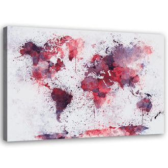 Feeby Vlies Leinwandbild XXL Geographie Weltkarte Kontinente 120x80 cm Wandbild Kunst Bilder Schlafzimmer Deko Wohnzimmer Konturenkarte Ozeane Abstraktion V