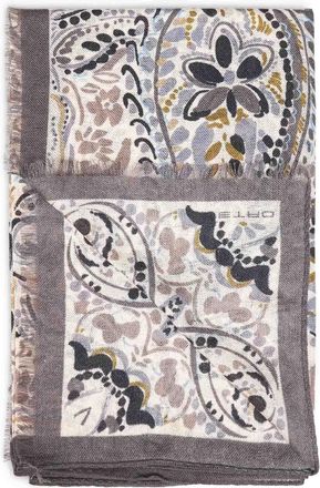 Etro Paisley Print Wool and Silk Scarf