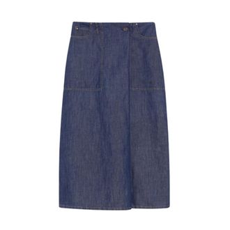 Max Mara Femme, Jupes, Bleu, Taille: 40 FR Jupe en denim coton et lin Fischio