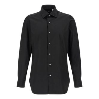 Finamore Homme, Chemises, Noir, Taille: 3XL Napoli Cotton Poplin Shirt