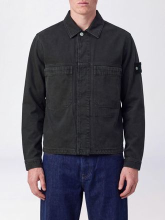 Stone Island Coach-Jacke aus Baumwolldenim von mit Kompass-Logo-Patch am &Auml;rmel