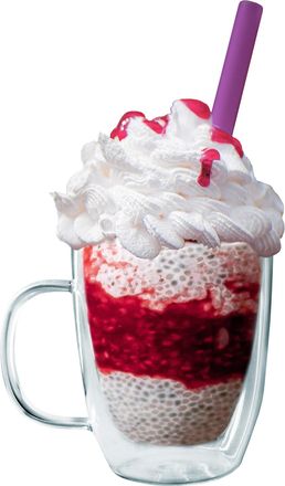 Nerthus Kitchenware Nerthus FIH 660 660-Tasse mit Henkel, 350 ml, hitzebeständig, doppelwandig mit Borosilikatglas, geeignet für ür Kaffee, Tee, Desserts, Glas