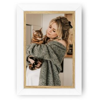 Matches 21 Bilderrahmen 15 x 20 cm Natur Wei&szlig; Holzrahmen mit Glas - Fotorahmen zum Aufh&auml;ngen & Aufstellen