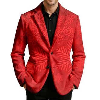 Generic Veste Costume Homme Slim Fit Noël, Veste Classique en Velours côtelé imprimé pour Homme destinée aux événements Formels avec Un saisonnier élégant et 