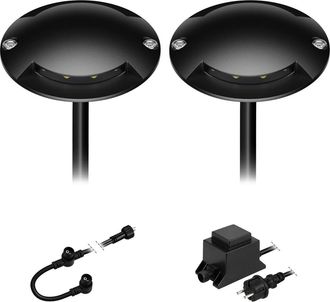 LEDs Com LED Boden-Aufbau-Leuchte Bunda schwarz, 2-flammig, für außen, befahrbar, warm-weiß, 2er Set