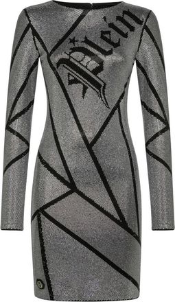 Philipp Plein Femme, Robes, Gris, Taille: 40 FR Short Dress Crystal