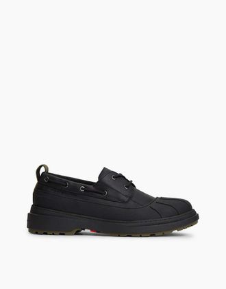 Tommy Hilfiger Outdoor Leder-Bootsschuhe in Schwarz