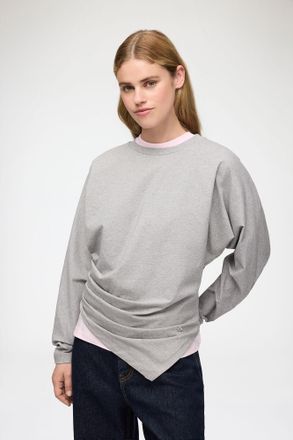 Ganni Blouse en jersey drap&eacute; Gris Coton biologique - Taille XS - Pour Femme