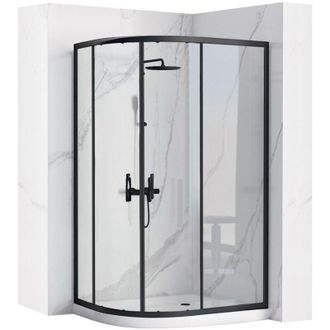Rea cabine de douche look black 80X100 + receveur de douche look white