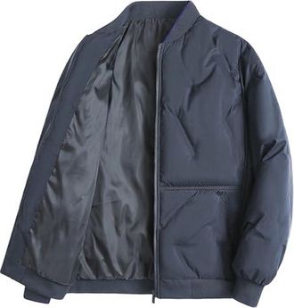Generic Doudoune l&eacute;g&egrave;re dhiver chaude et matelass&eacute;e pour homme, grande taille, imperm&eacute;able et coupe-vent, veste d&eacute;contract&eacute;e, bleu, 3XL