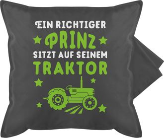 Shirtracer Kissenbezug - Traktoren - Kissen - EIN richtiger Prinz sitzt auf seinem Traktor - 50 x 50 cm - Grau - trecker mit Spruch kissenh&uuml;llen Landwirt f&uuml;r Lan
