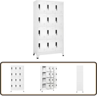 vidaXL Vidaxl - Armoire &agrave; casiers Blanc 90x45x180 cm Acier - Armoire &agrave; Casiers - Meuble De Rangement - Armoire M&eacute;tallique - Armoire Blanche - Armoire