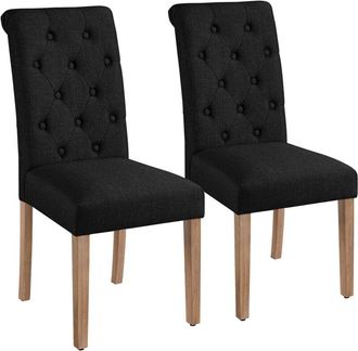 Yaheetech Chaise Lot 2 Chaises de Salle &agrave; Manger avec Ch&ecirc;ne Tissu Chaise de Salon Mobilier pour Maison Bureau Cuisine Bar R&eacute;union H&ocirc;tel 45,5 x 62 x 98,5cm Bleu
