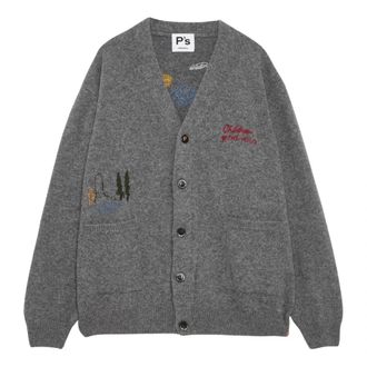 President's Handbestickter Wollcardigan - - Knitwear - Herren - Grau - L