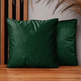 MG Design 2er Set Kissenbez&uuml;ge 35 x 35 cm in Gr&uuml;n - mit Rei&szlig;verschluss, samtig-weich, fein & dicht, pflegeleicht