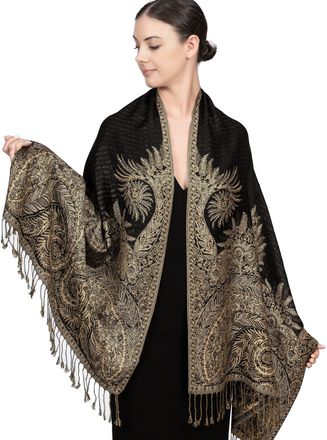 achillea Wendbarer Paisley Pashmina Rave-Schal, Schals und Wraps f&uuml;r Abendkleid, exotische indische Schals f&uuml;r alle Jahreszeiten, 28W x 76L
