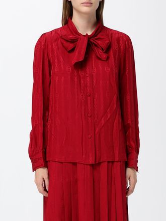 Gucci Blouse &agrave; manches longues en soie &agrave; monogramme GG et col lavalli&egrave;re