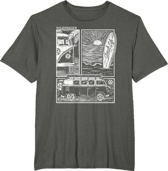 Volkswagen VW Beach Life Camper Doodle Vatertag T-Shirt