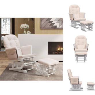 vidaXL Schaukelsessel mit Hocker Gleitend Hellrosa Stoff - Schaukelsessel - Relaxsessel - Glider Stuhl - Wickelstuhl - Stillstuhl
