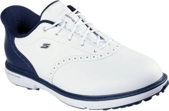 Skechers Homme Prestige Slip-in Arch Fit Golf Shoe Basket, Blanc, Bleu Marine, sans Crampons, 46 EU