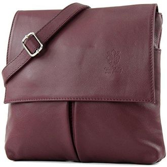 modamoda.de Modamoda de - T63 - Sac &agrave; bandouli&egrave;re fabriqu&eacute; en Italie en cuir nappa, rouge bordeaux, Small