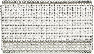 Amina Muaddi Clutches - Mini Satin Clutch With Detachable Chain Strap - Gr. unisize - in Silber - f&uuml;r Damen