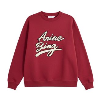 Anine Bing Femme, Sweatshirts et sweats &agrave; capuche, Rouge, Taille: 38 FR Miles SweaT-shirt Chenille Signature