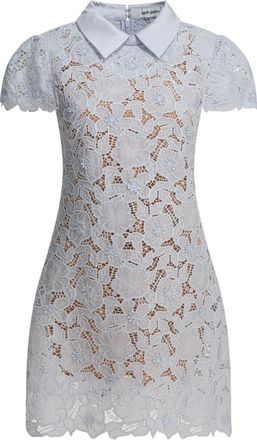 Self Portrait Femme, Robes, Bleu, Taille: 38 FR Guipure Lace Mini Dress